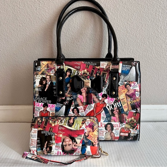 Bags | Michelle Obama Magazine Cover Tote And Wallet | Poshmark